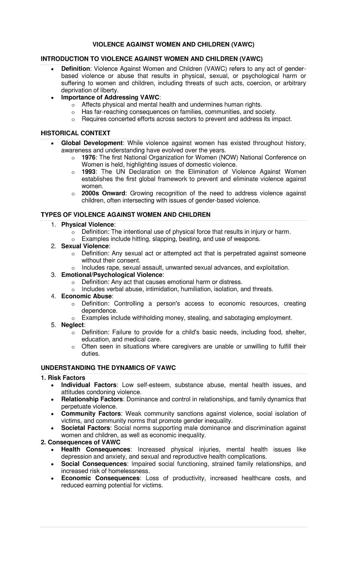 VAWC: Understanding and Addressing Violence Against Women & Children ...