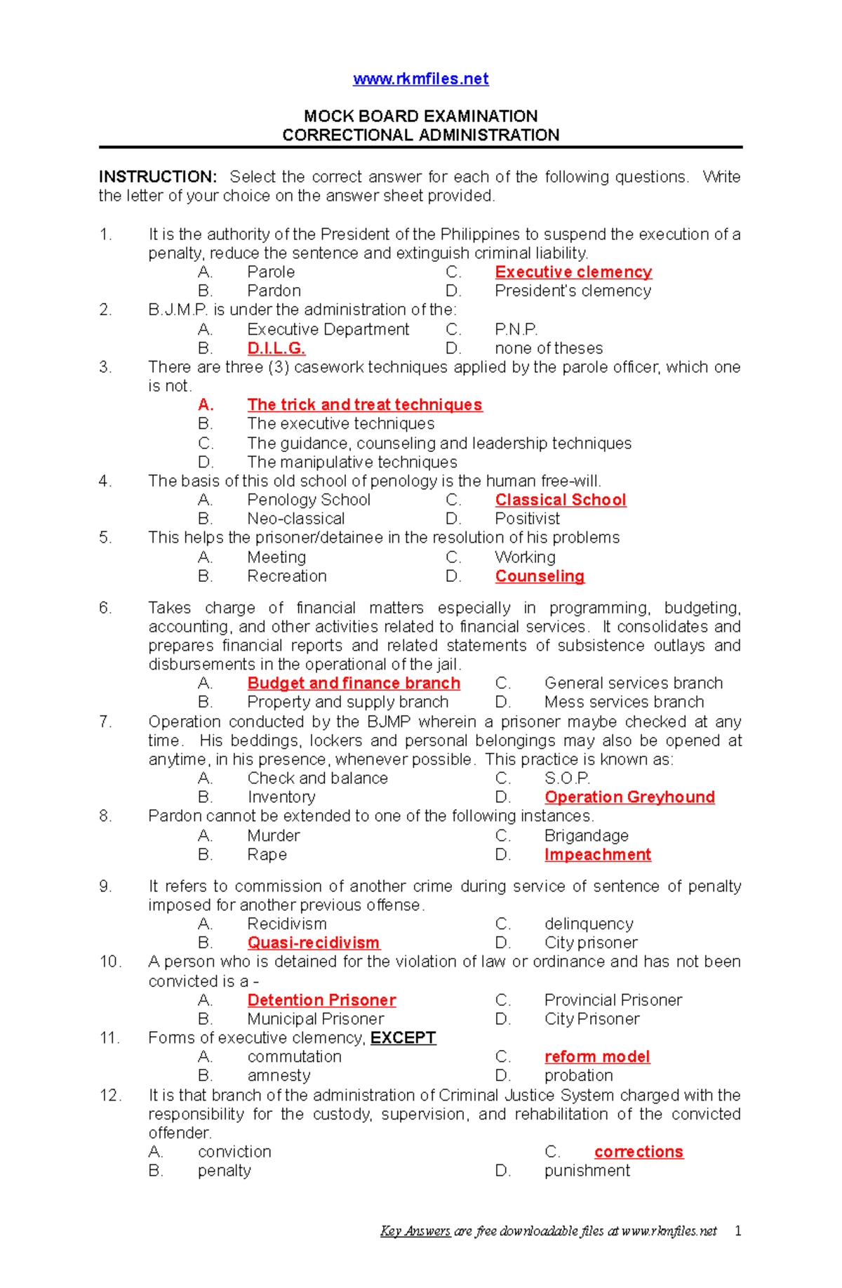 Mock Board Exam: Correctional Administration (CORS 101) - Studocu
