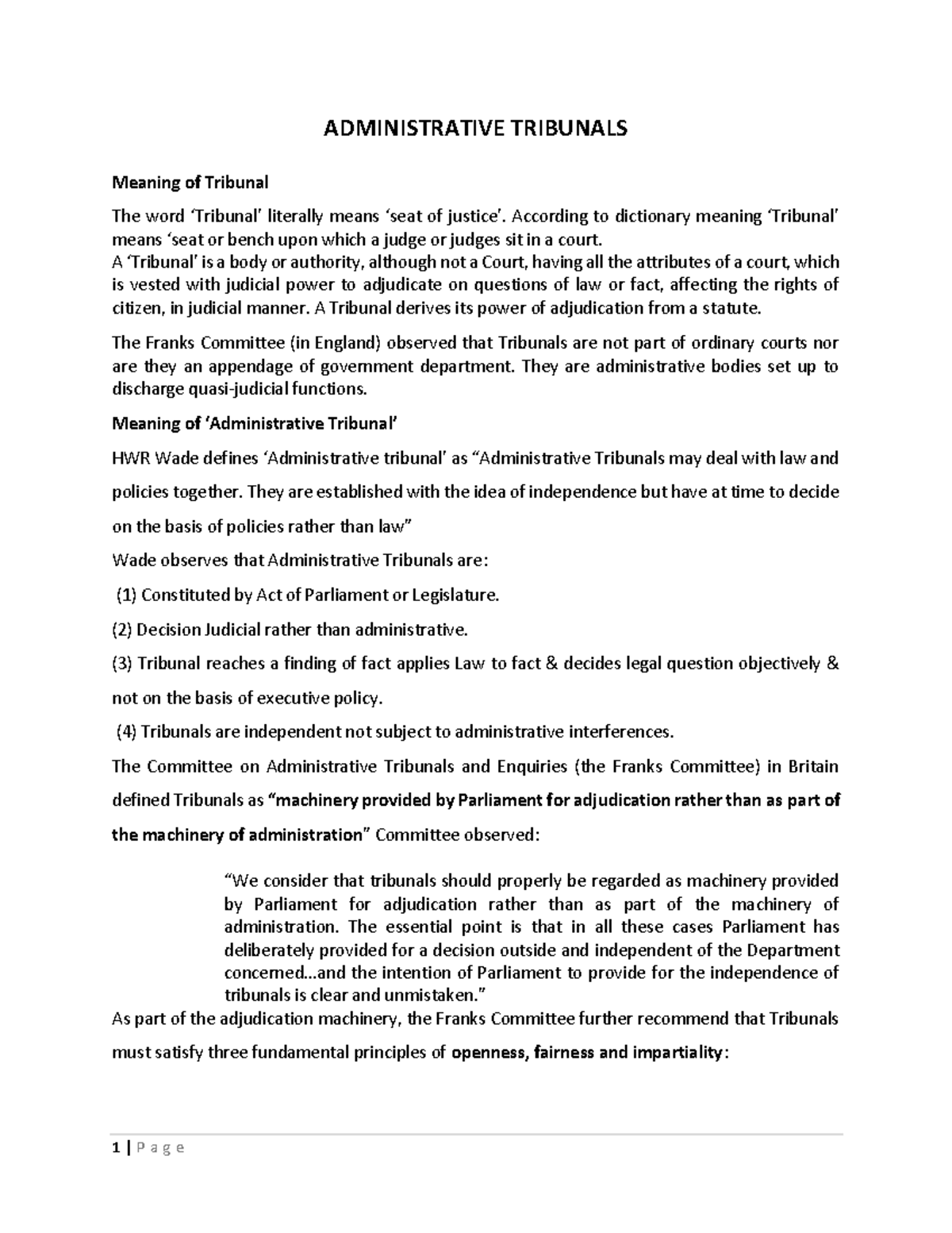 Understanding Administrative Tribunals and Their Functions - Studocu