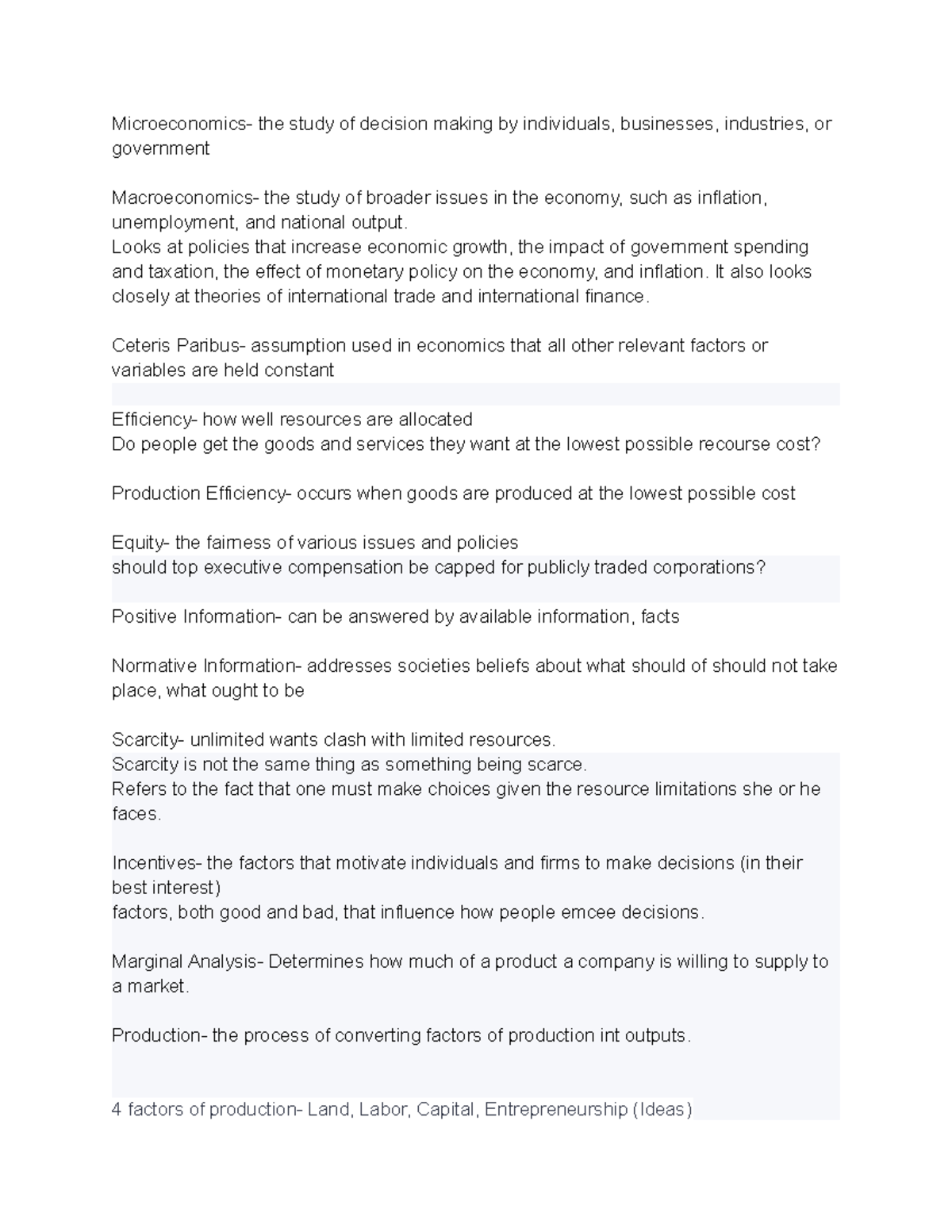 Eco 2013 Test 1 Microeconomics Cheat Sheet Review - Studocu