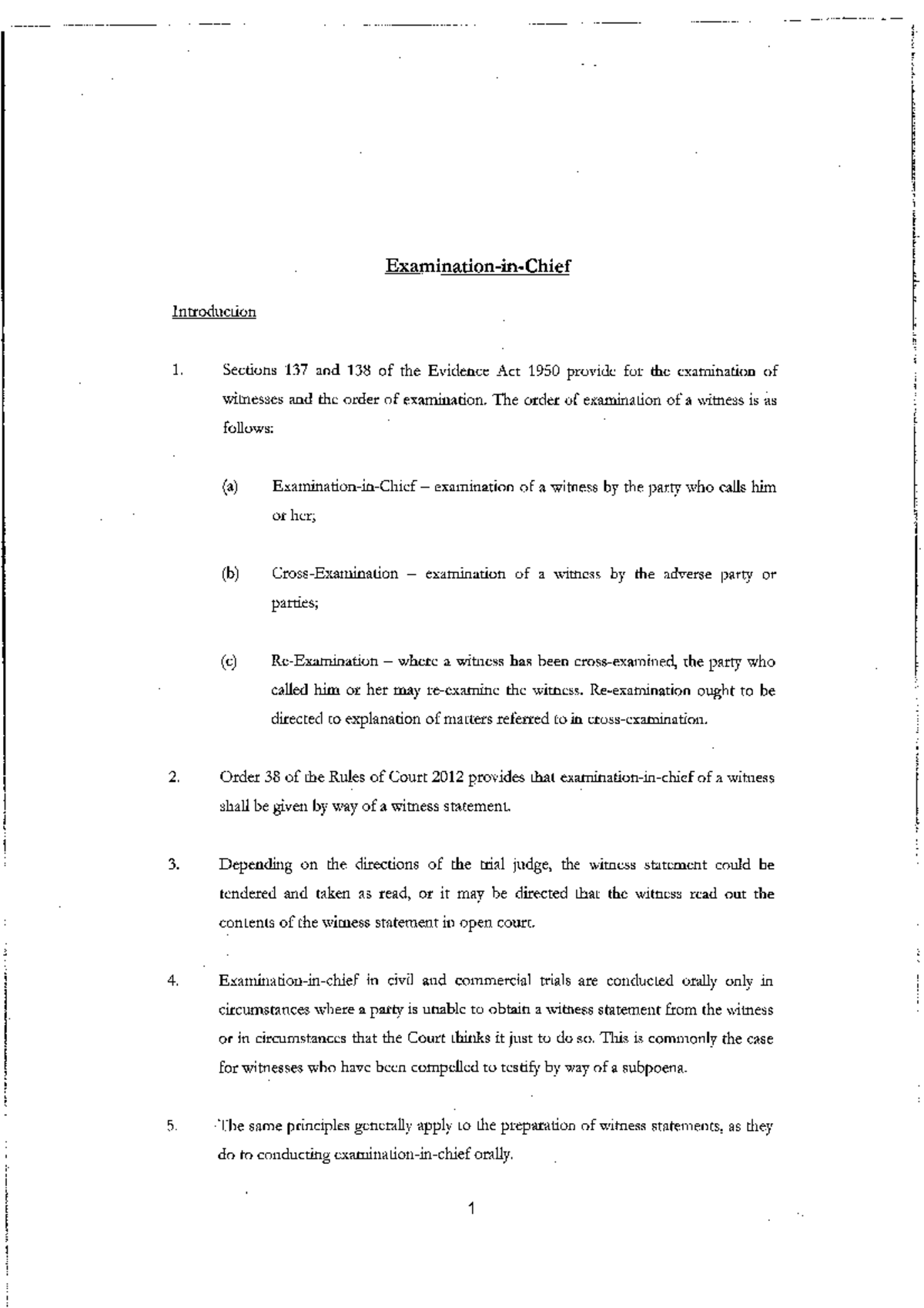 Examination of Witnesses: EIC & Cross-Examination Notes (Evidence Act ...
