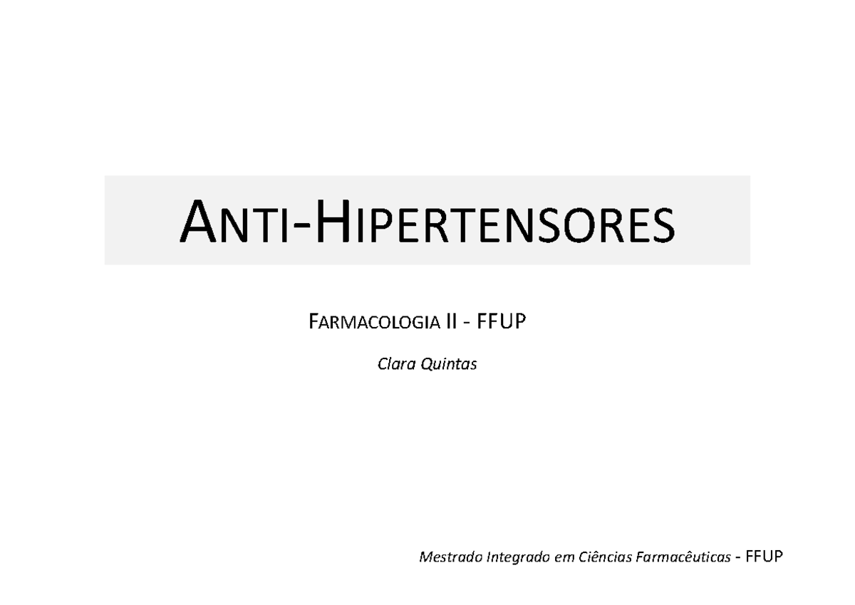 Fármacos em Doença Coronária Isquêmica - Farmacologia II - FFUP - Studocu