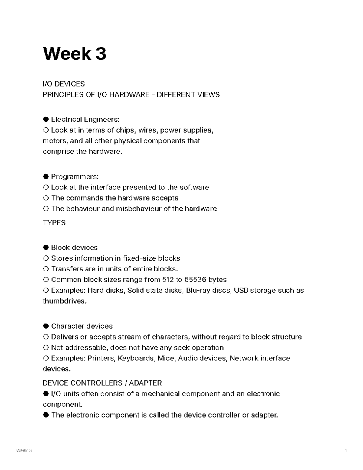 Week 3 - Principles of Hardware Devices and Their Functions - Studocu