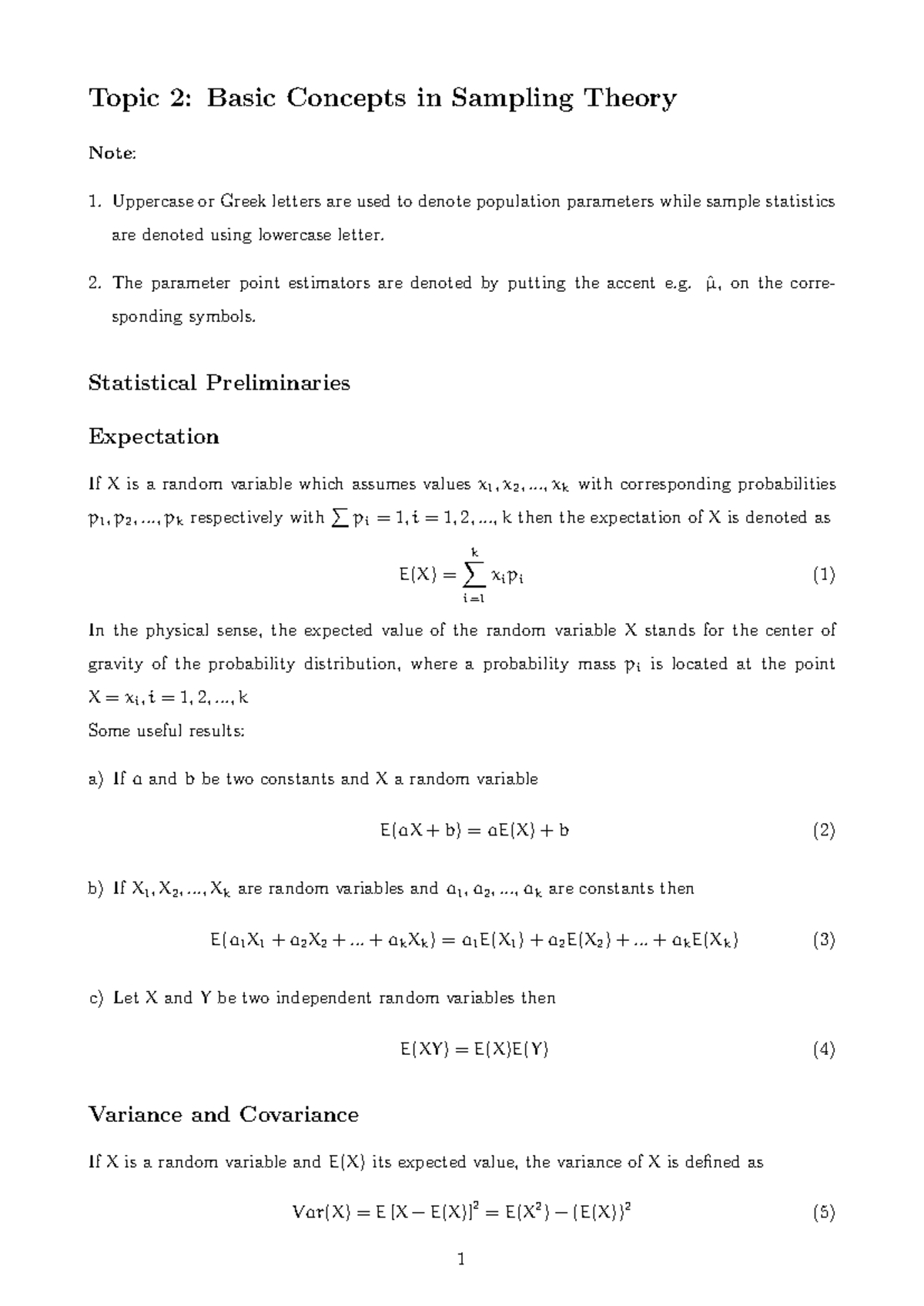 2. Statistical Concepts in Sampling Theory - Topic 2: Basic Concepts in ...