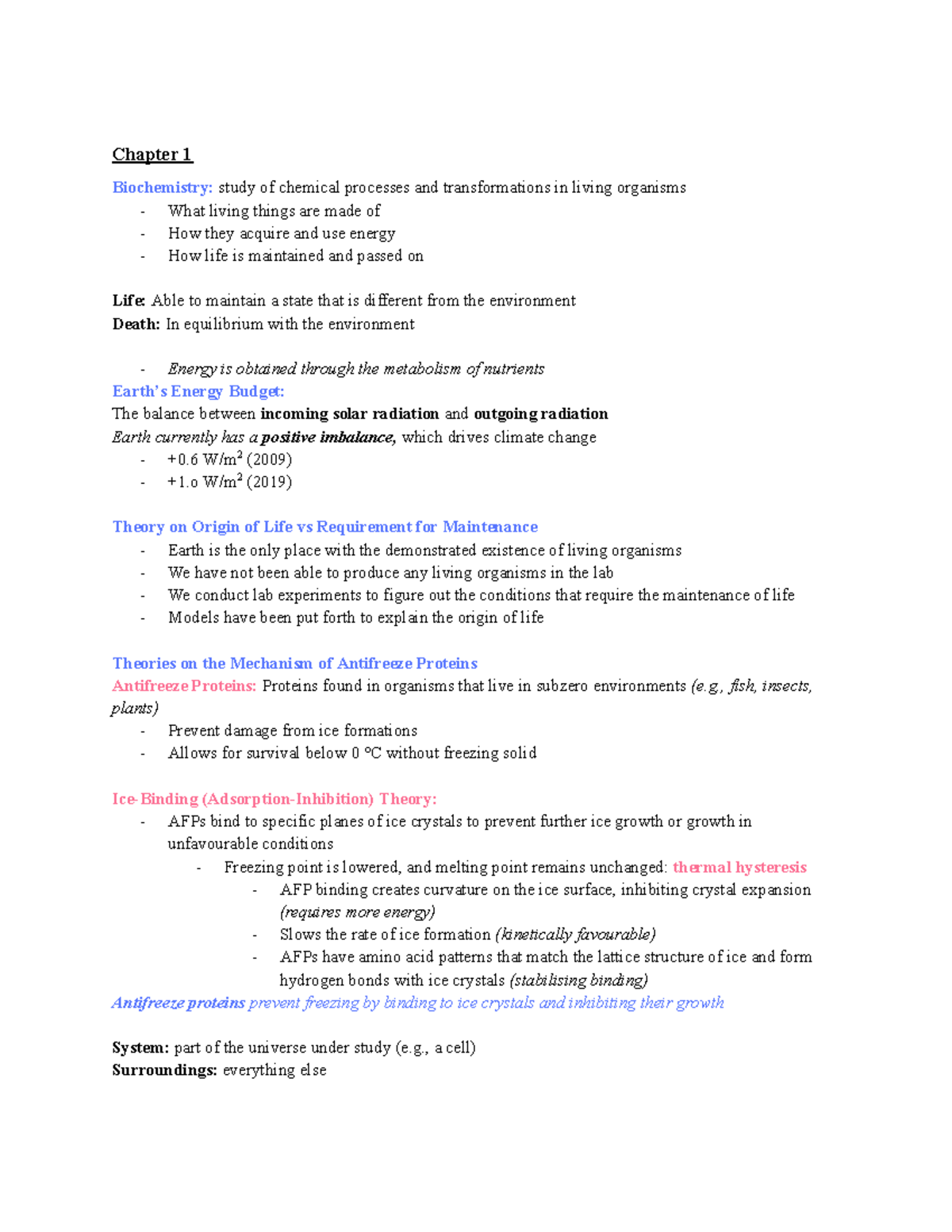 Biochem 2BB3 Chapter 1: Chemical Processes in Living Organisms - Studocu