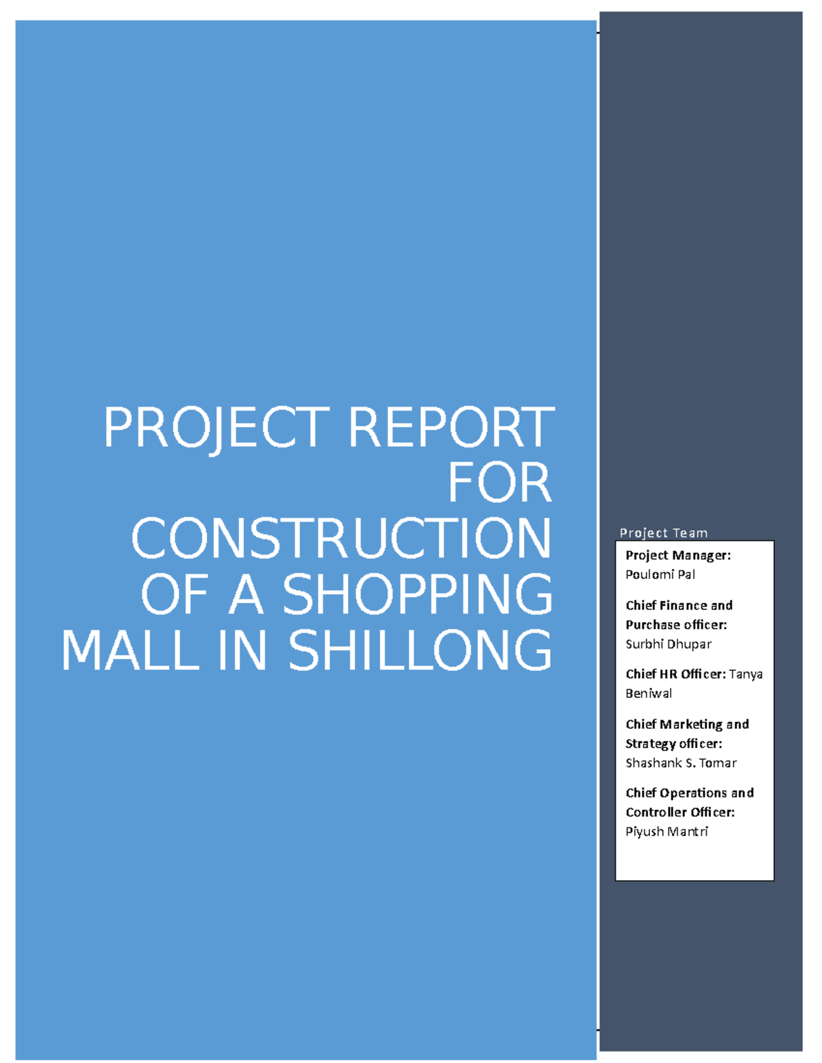 SHL-ENG 101: Seminar Assignment on Shopping Mall Construction Project ...