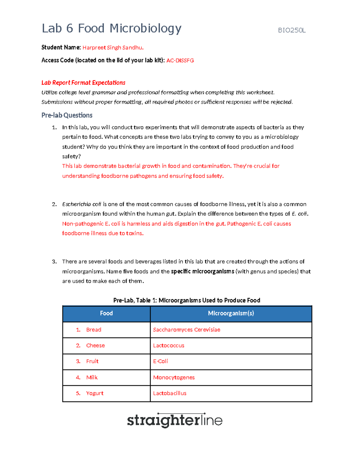 BIO250 Lab 6 - Complete DOC - Student Name: Harpreet Singh Sandhu ...