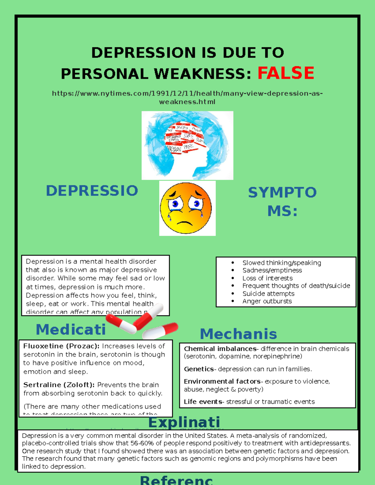 Brain body and behavior assesment 4 - DEPRESSION IS DUE TO PERSONAL ...