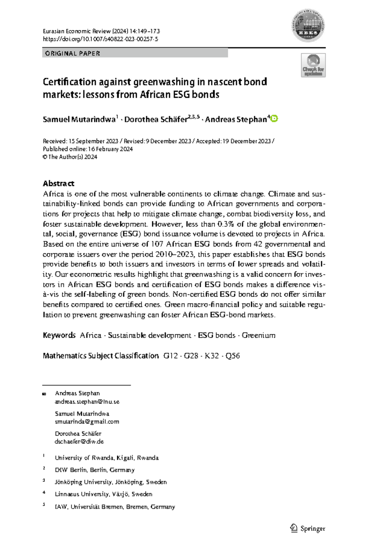 Certification Against Greenwashing in African ESG Bonds: Insights and ...