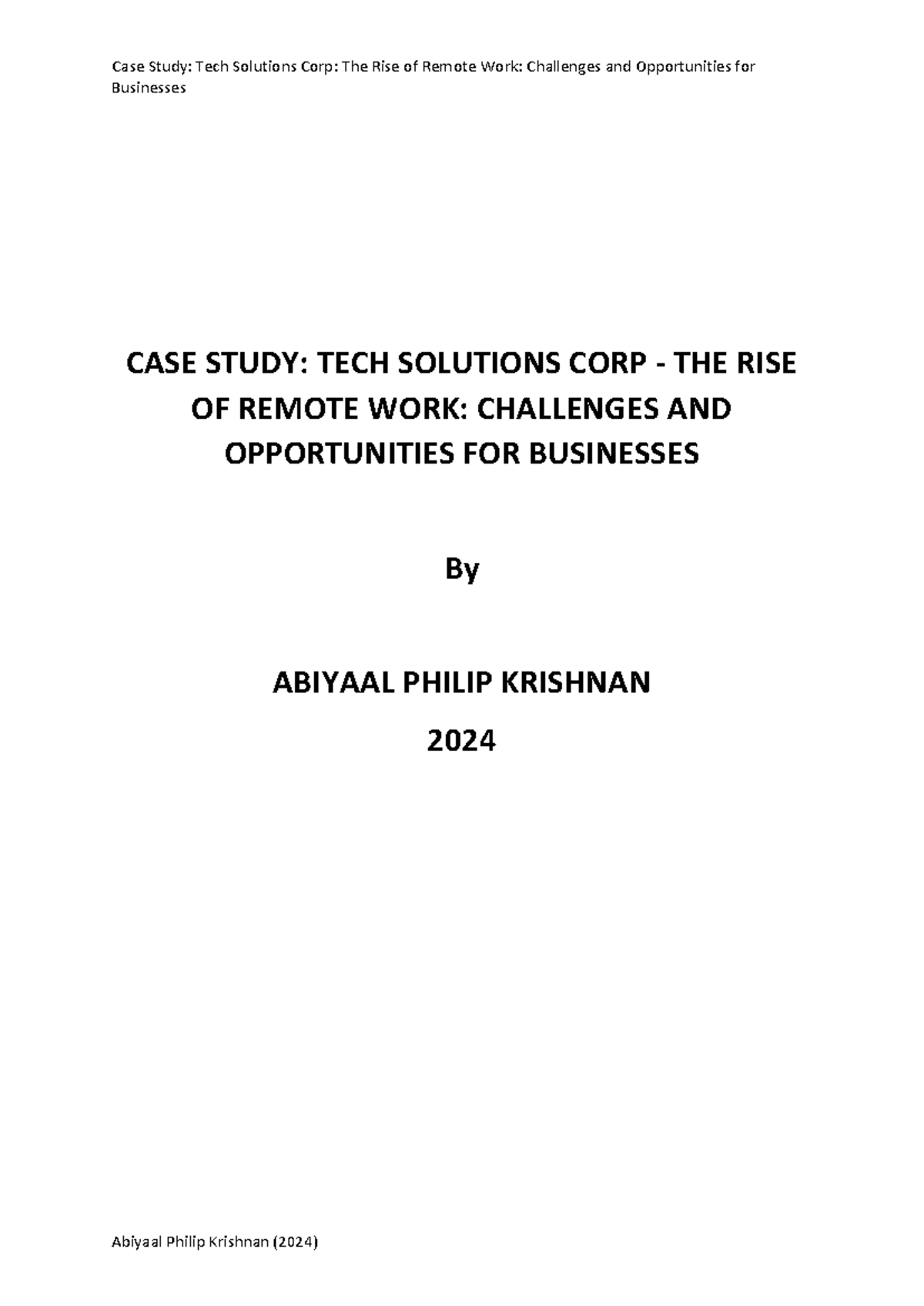 Case Study - Tech Solutions Corp - The Rise of Remote Work - Challenges ...