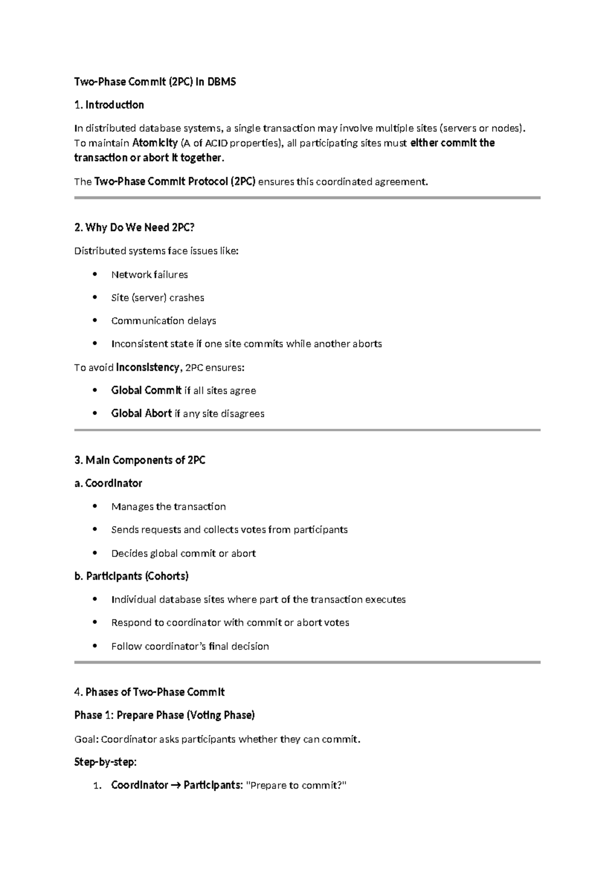 Two-Phase Commit (2PC) in DBMS: Overview and Analysis - Studocu