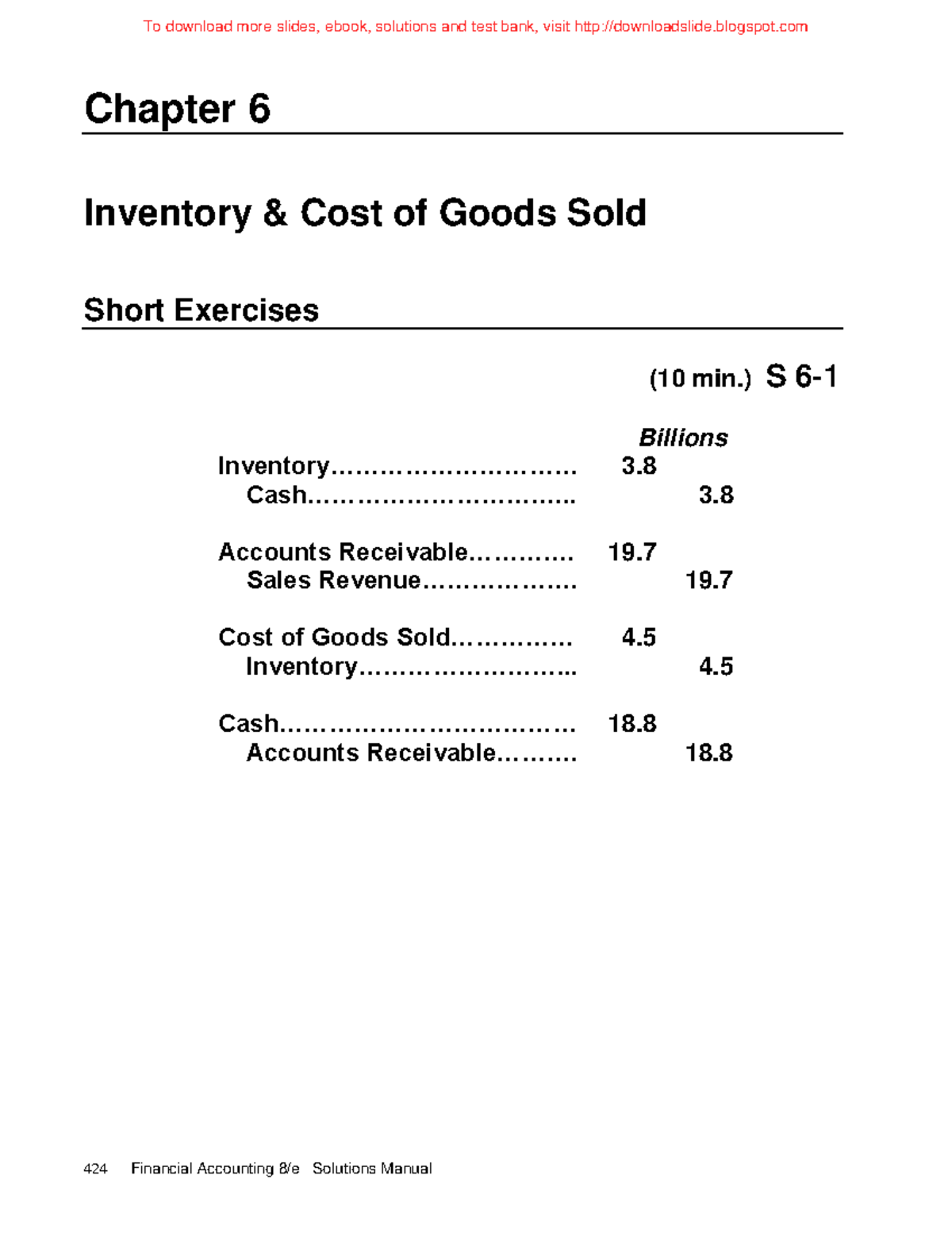 chapter 6 summary - 424 Financial Accounting 8/e Solutions Manual ...