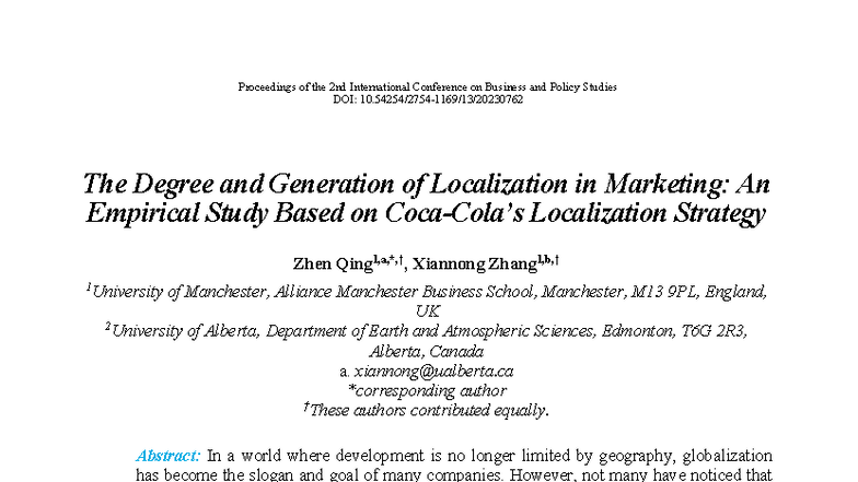 Localization Strategies in Global Marketing: An Empirical Study - Studocu