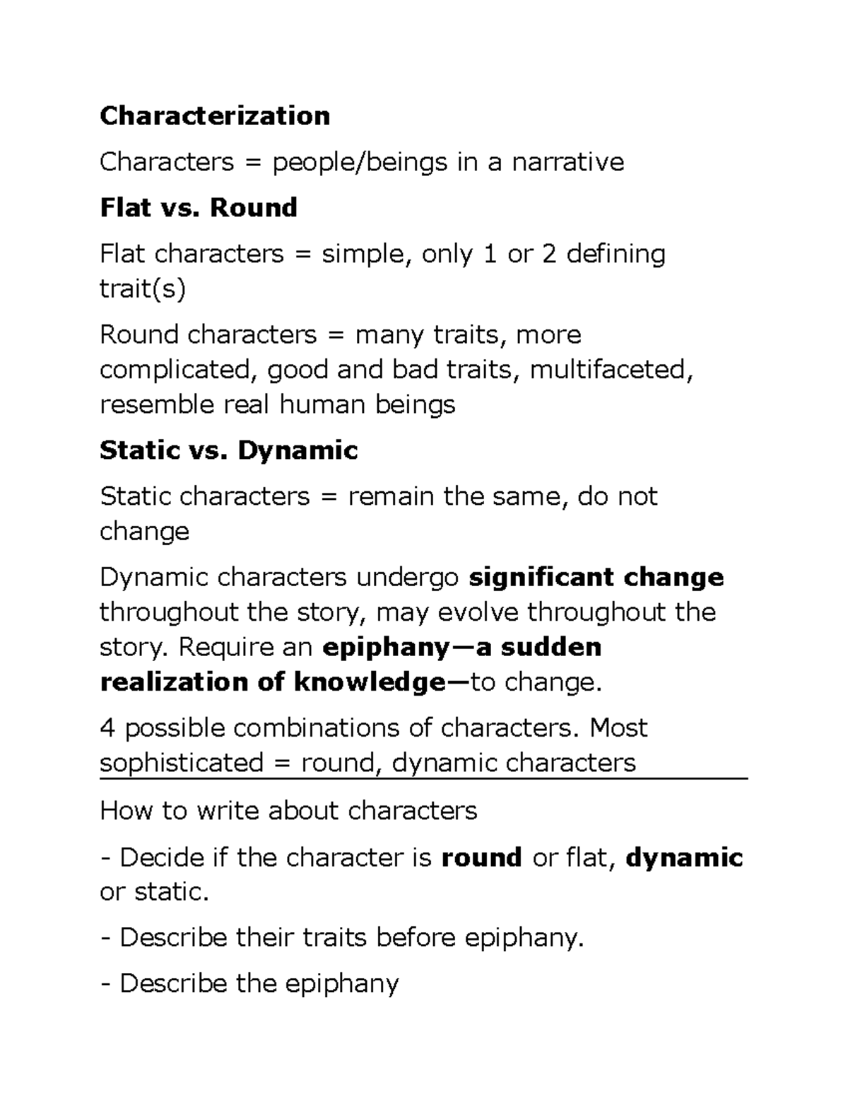 ENG 201: Notes on Characterization and Symbolism in Literature - Studocu