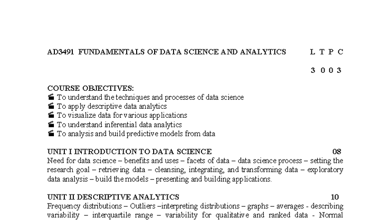 AD3491 Final Exam Study Guide: Fundamentals of Data Science & Analytics ...