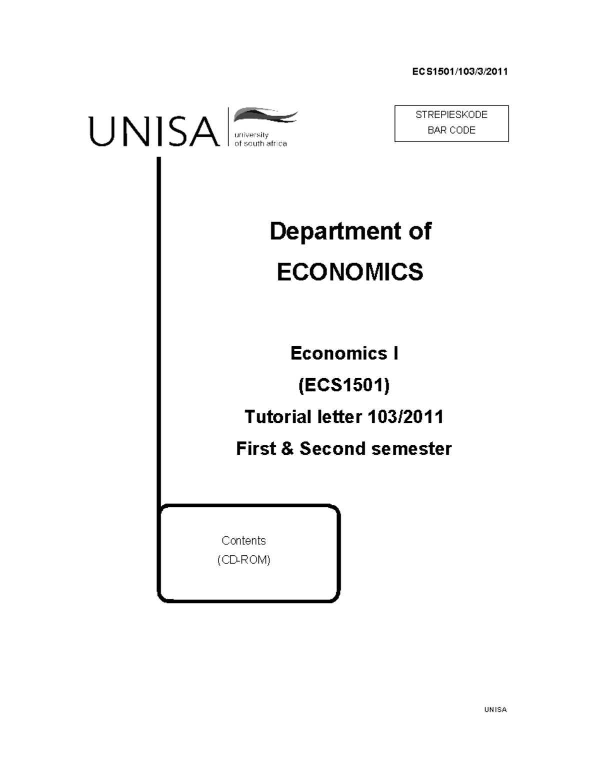 Tutorial-103 2011 3 e - Tutorial-103 2011 3 e - ECS1501/103/3/ UNISA ...