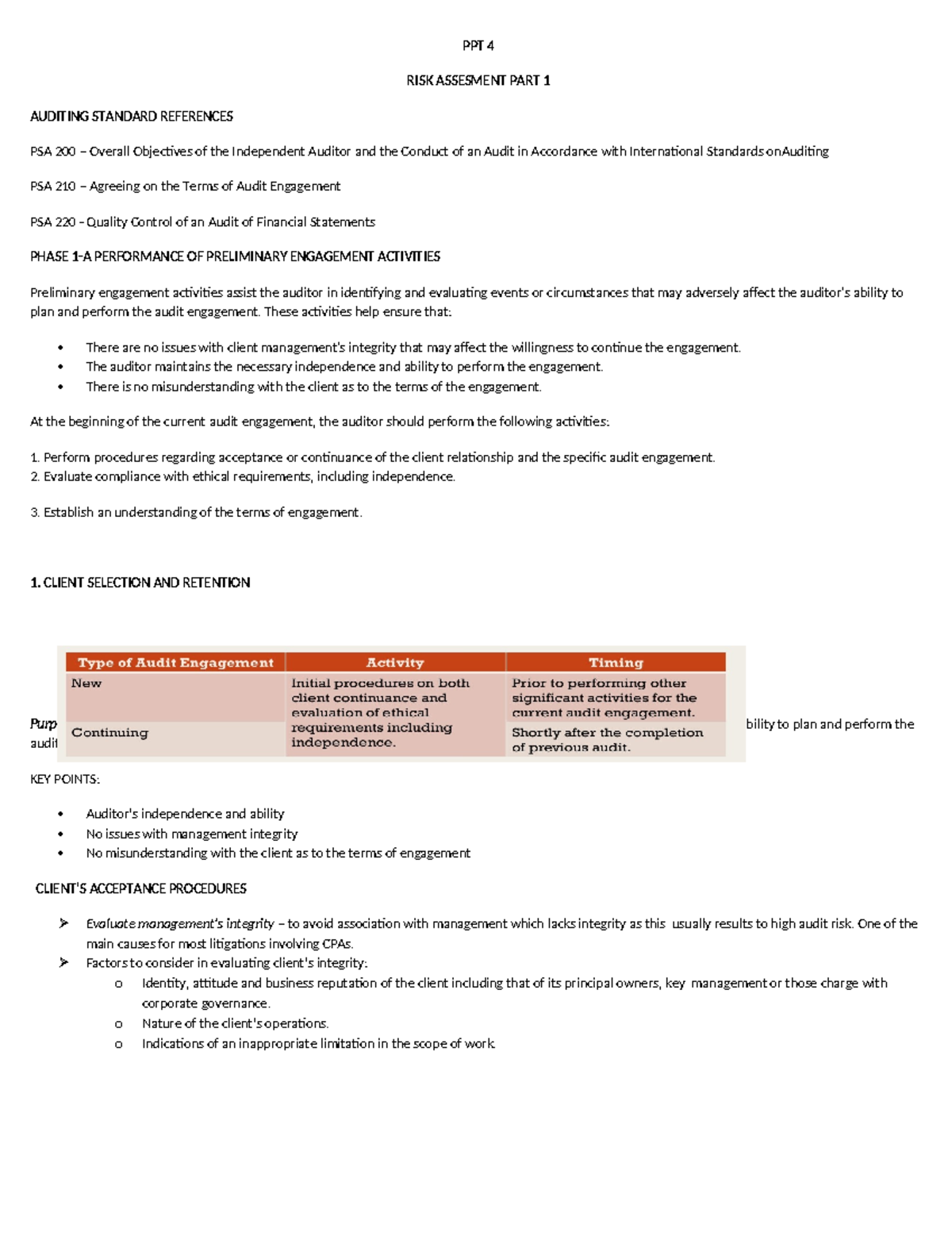 PPT 4: Risk Assessment & Auditing Standards Overview - Studocu