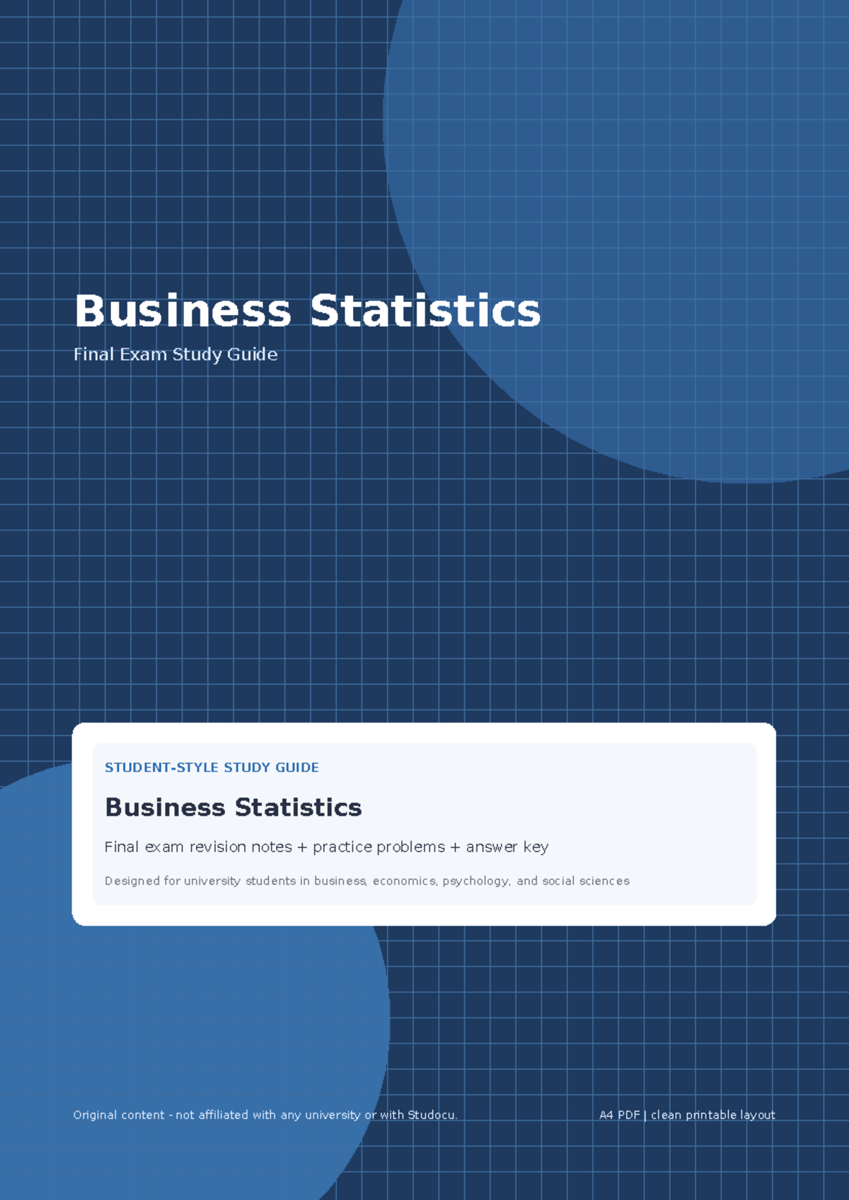 Business Statistics (BUS 101) Final Exam Study Guide & Practice ...