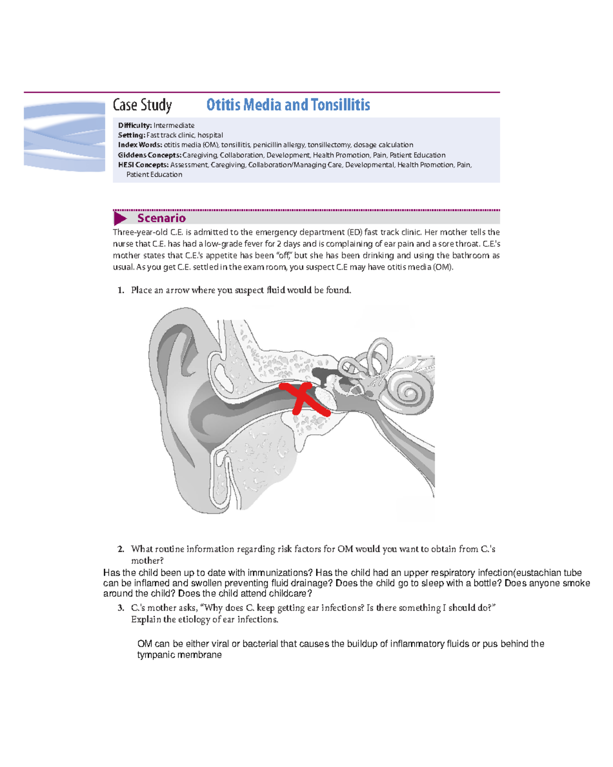 Case Study: Otitis Media & Tonsillitis in Pediatric Patient ...