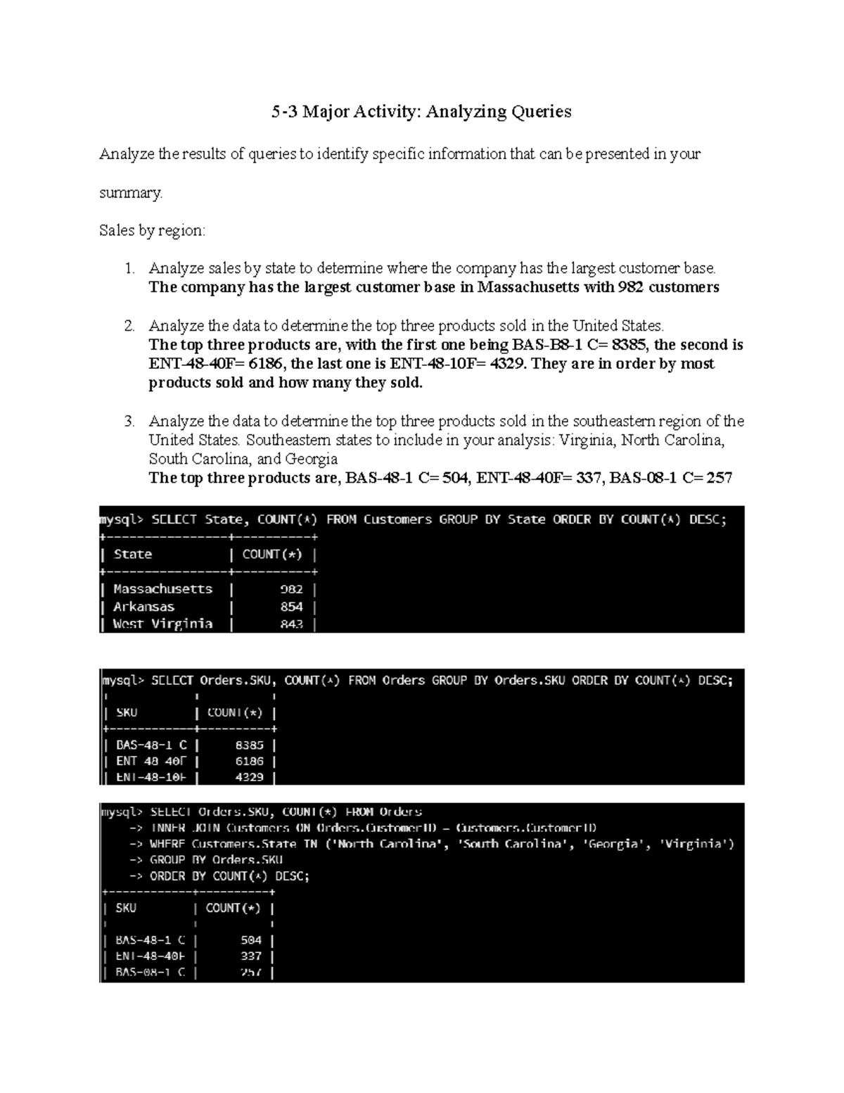Analyzing Queries - 5-3 Major Activity: Analyzing Queries Analyze the ...