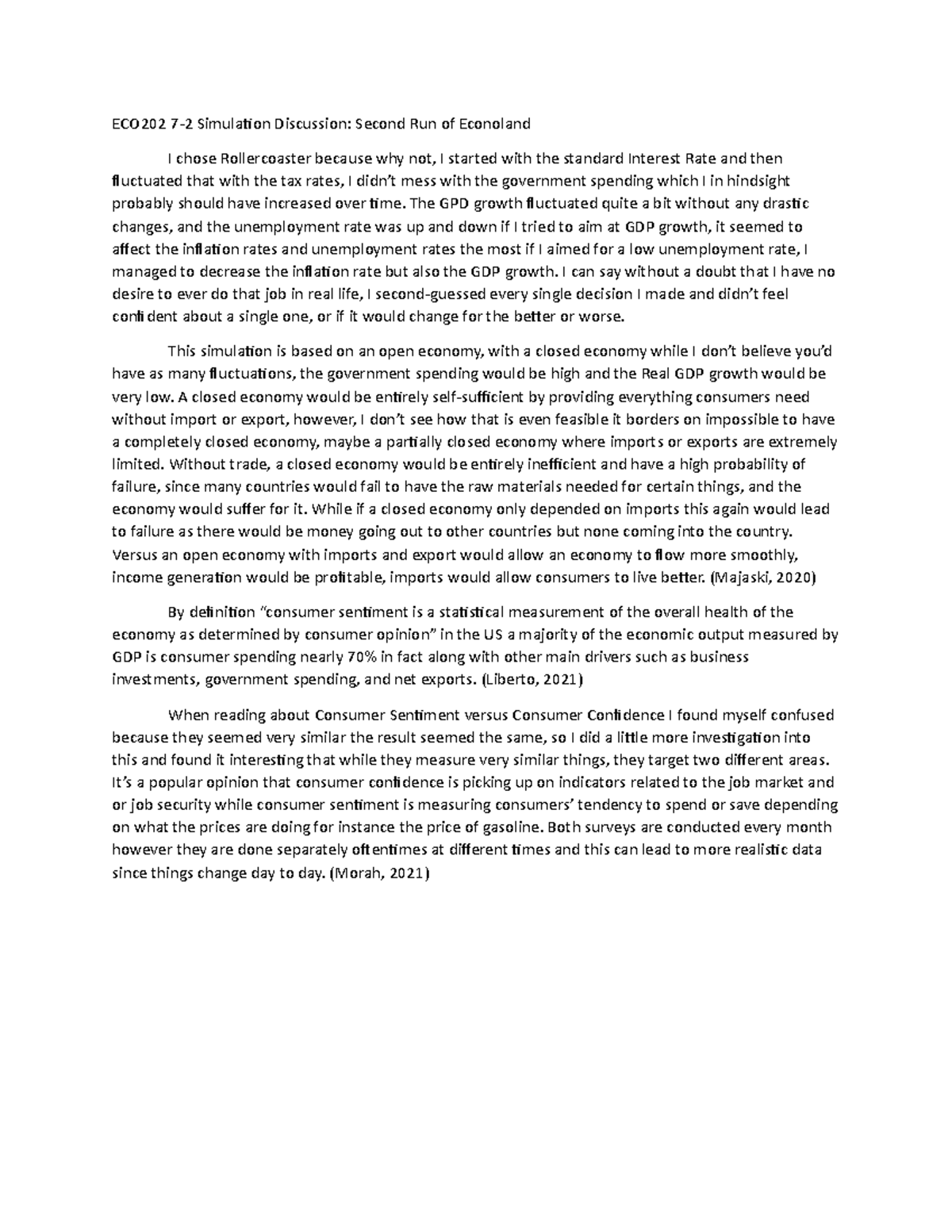 ECO202 7-2 Simulation Discussion: Insights from Econoland's Second Run ...