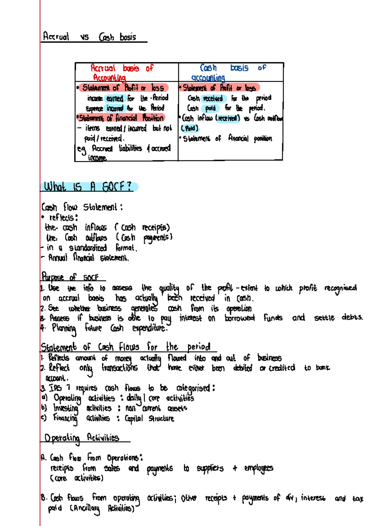 Cash Flow Statements: Notes on Cash Flows (FIN 101) - Studocu