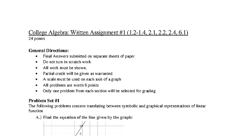 College Algebra (1021)(25SS): Written Homework #1-1 - Studocu