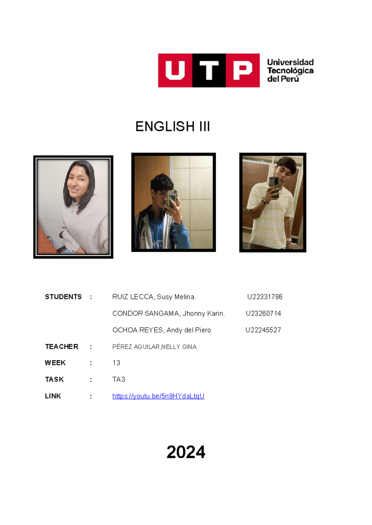 WEEK 13 - PC 3 - Ingles III - ENGLISH III STUDENTS : RUIZ LECCA, Susy ...