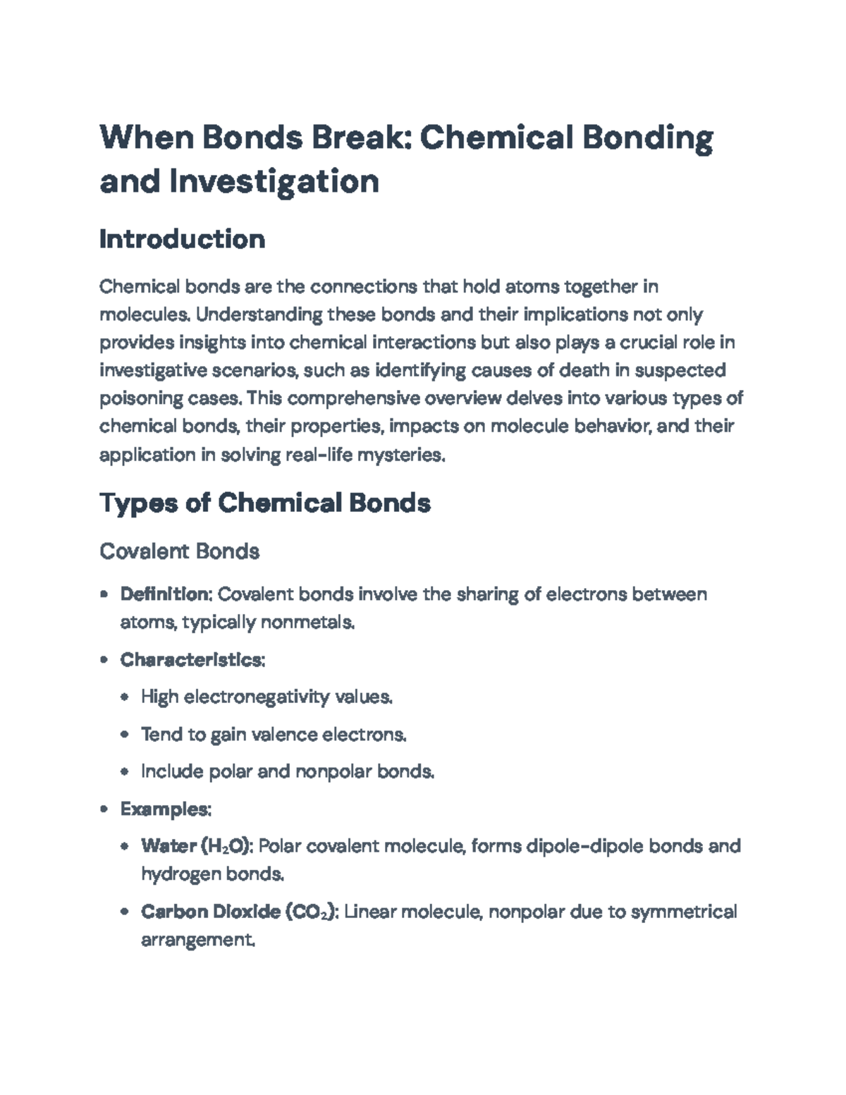 Chemical Bonding and Forensic Investigation of Suspected Poisoning ...