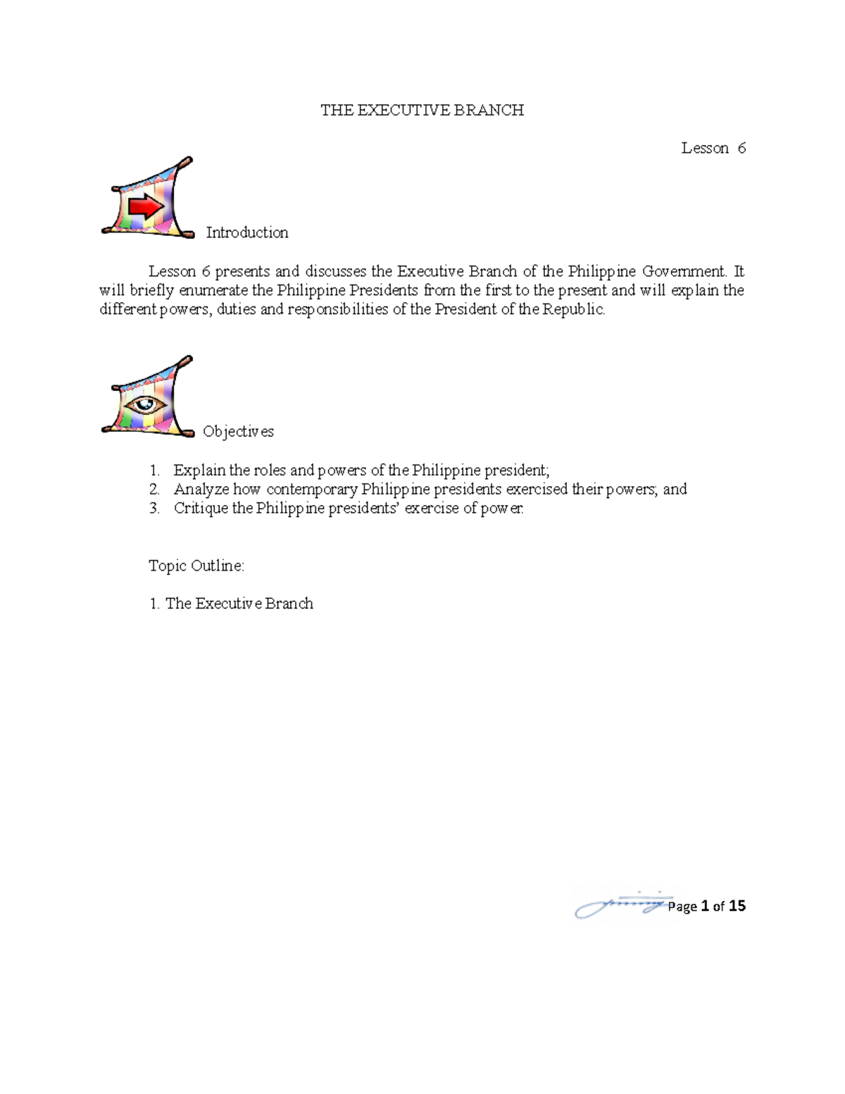 Lesson 6: Understanding the Executive Branch in the PPG - Studocu