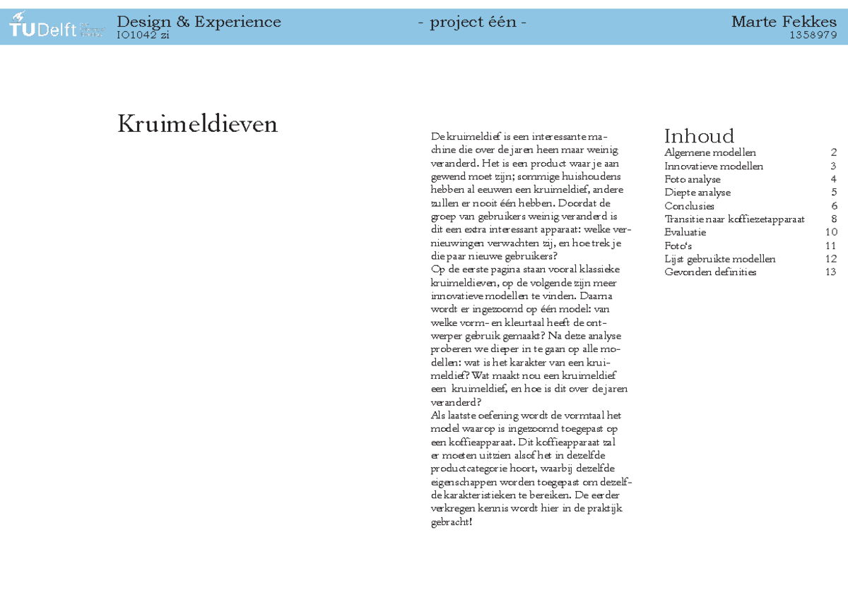 Werkstuk "Voorbeeld verslag" - Design Experience project IO1042 ...