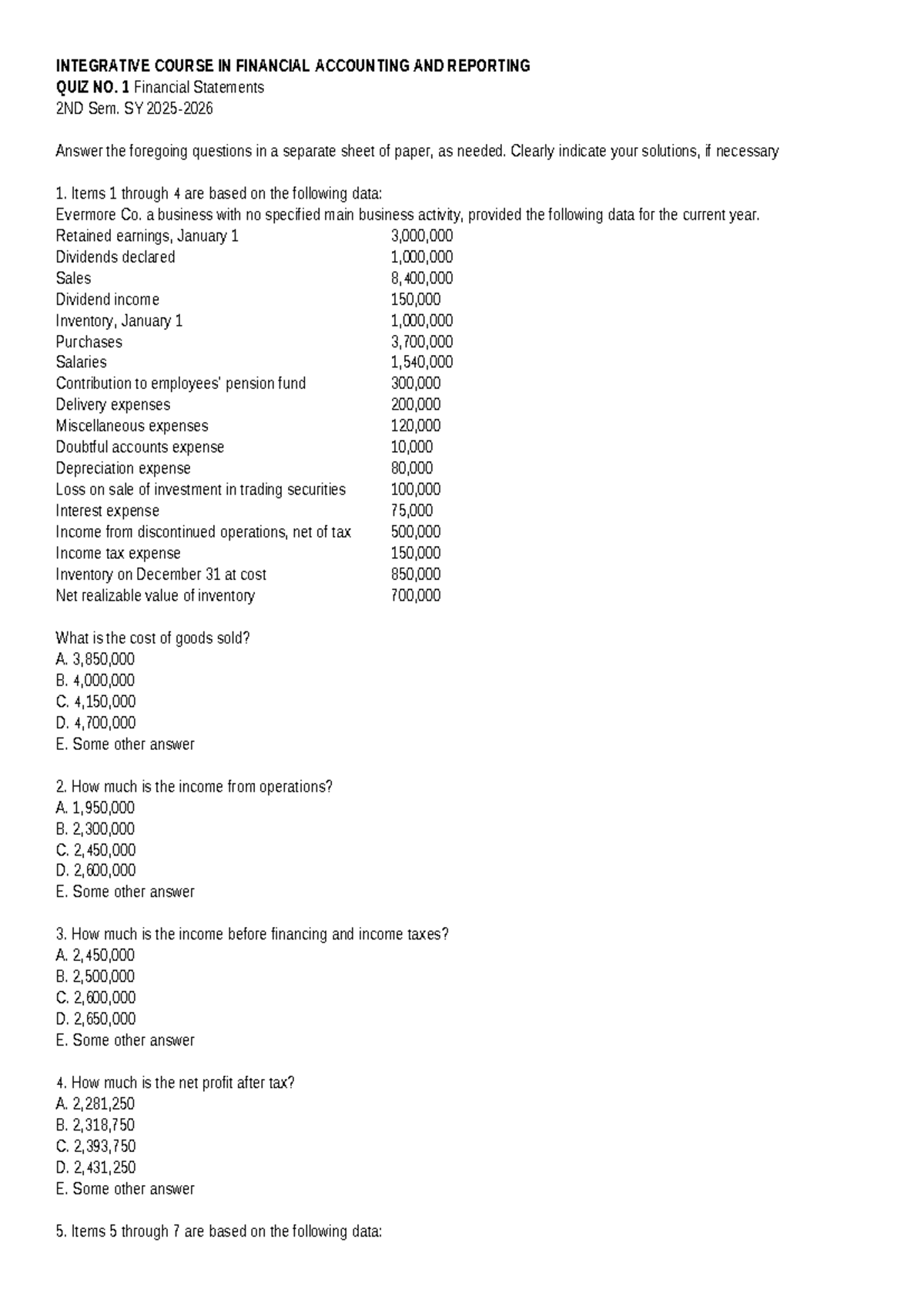 IC-FAR-Q1 - Practice Test on Financial Statements and Reporting - Studocu