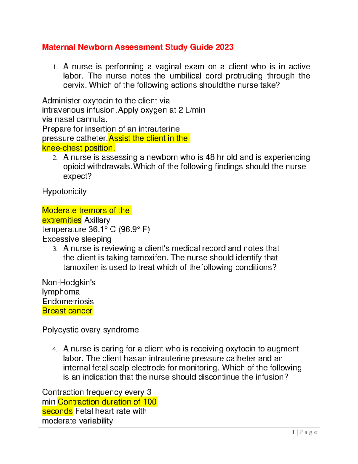 Maternal Newborn Assessment Study Guide (2023) for Nursing Students ...