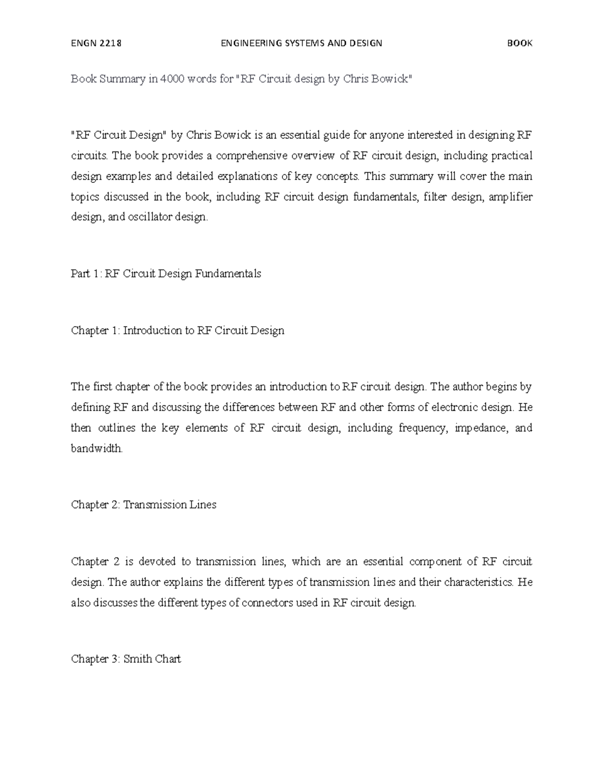 Book Summary for RF Circuit design by Chris Bowick - Book Summary in ...