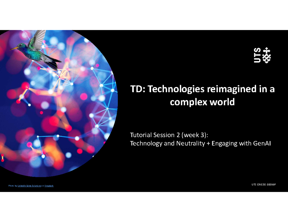 TD: Tutorial 2 Week 3 - Technology Neutrality & GenAI Debate - Studocu