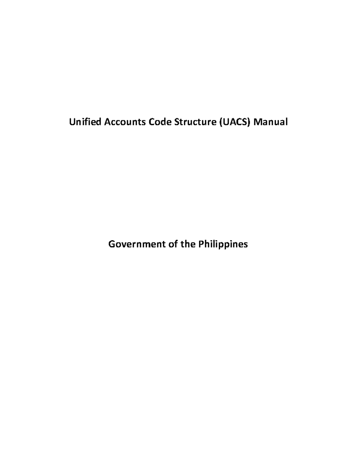 UACS Manual: Unified Accounts Code Structure for Financial Reporting ...