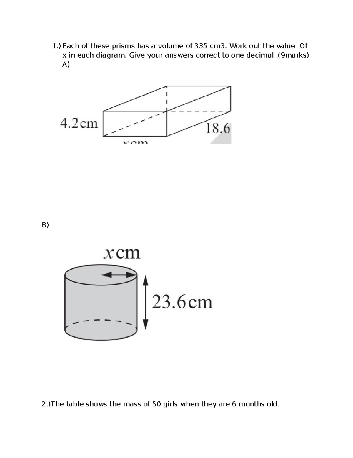 Year 9 Mathematics: Volume, Frequency, Angles & Probability Exercises ...
