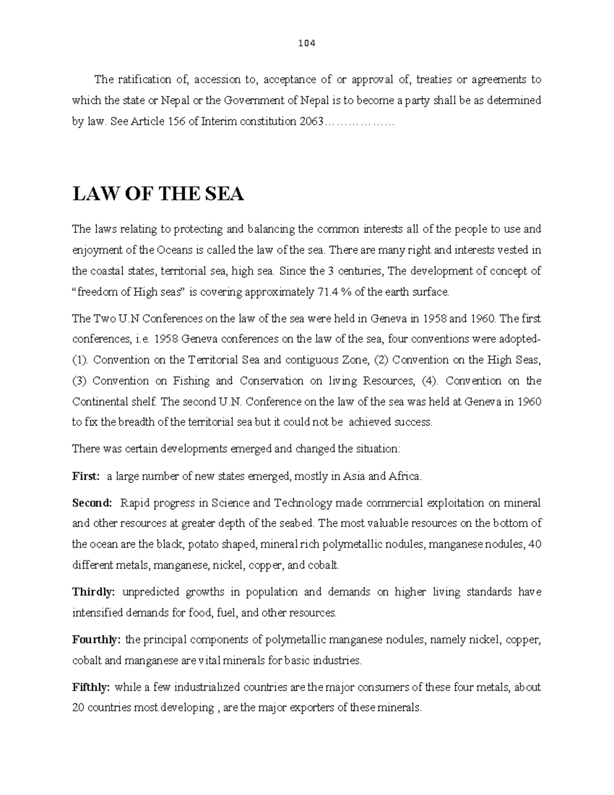 Law of sea - Law of sea - The ratification of, accession to, acceptance ...