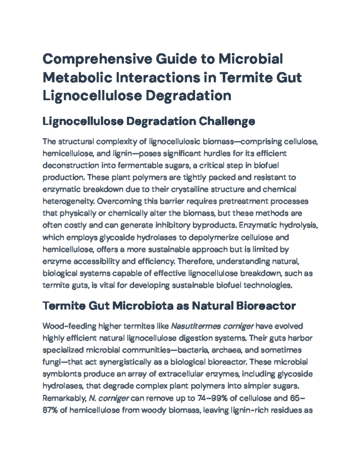 Comprehensive Analysis of Microbial Metabolic Interactions in Termite ...