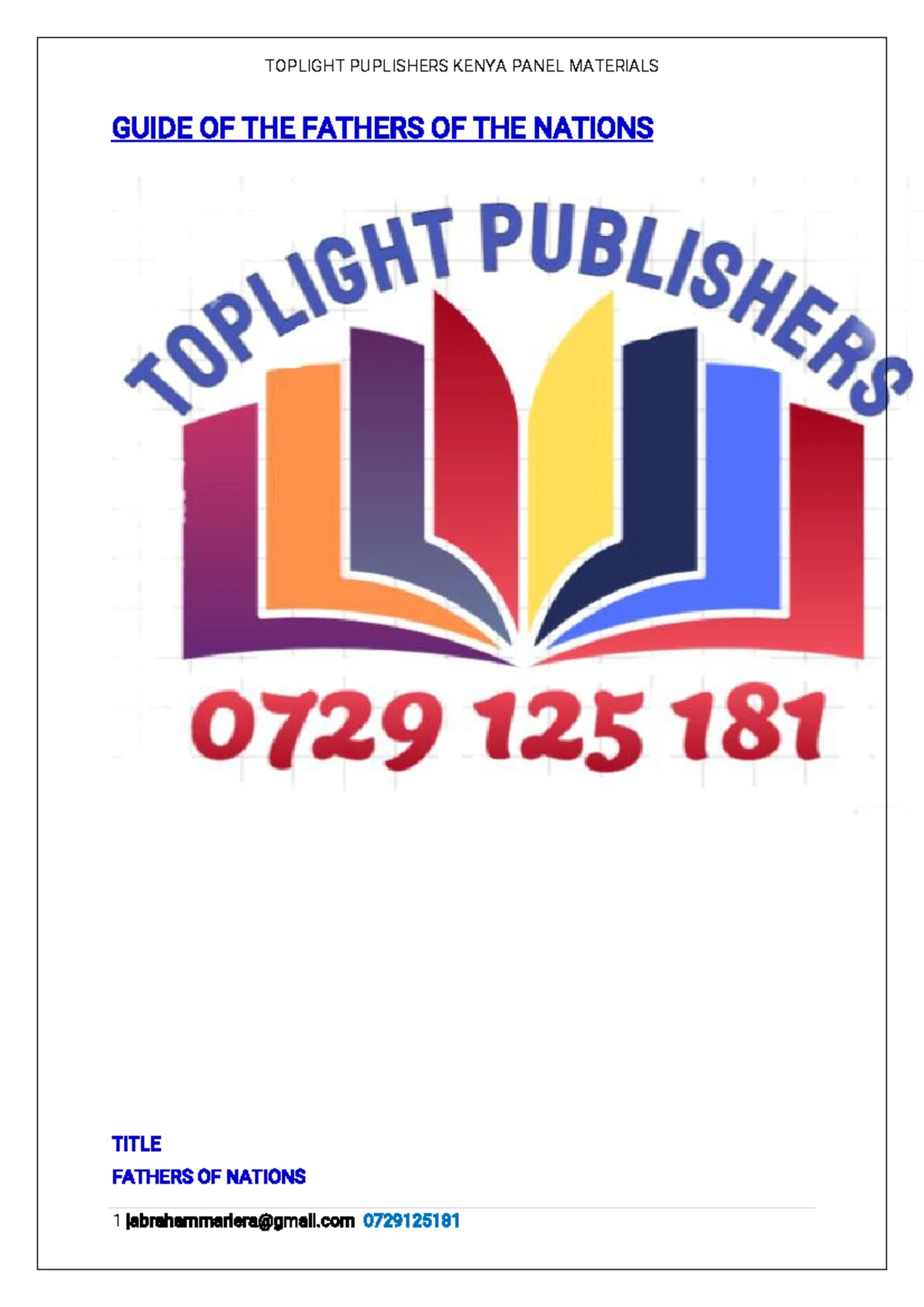 Fathers OF Nations Guide Sample - FATHERS OF NATIONS QUICK REVISION ...