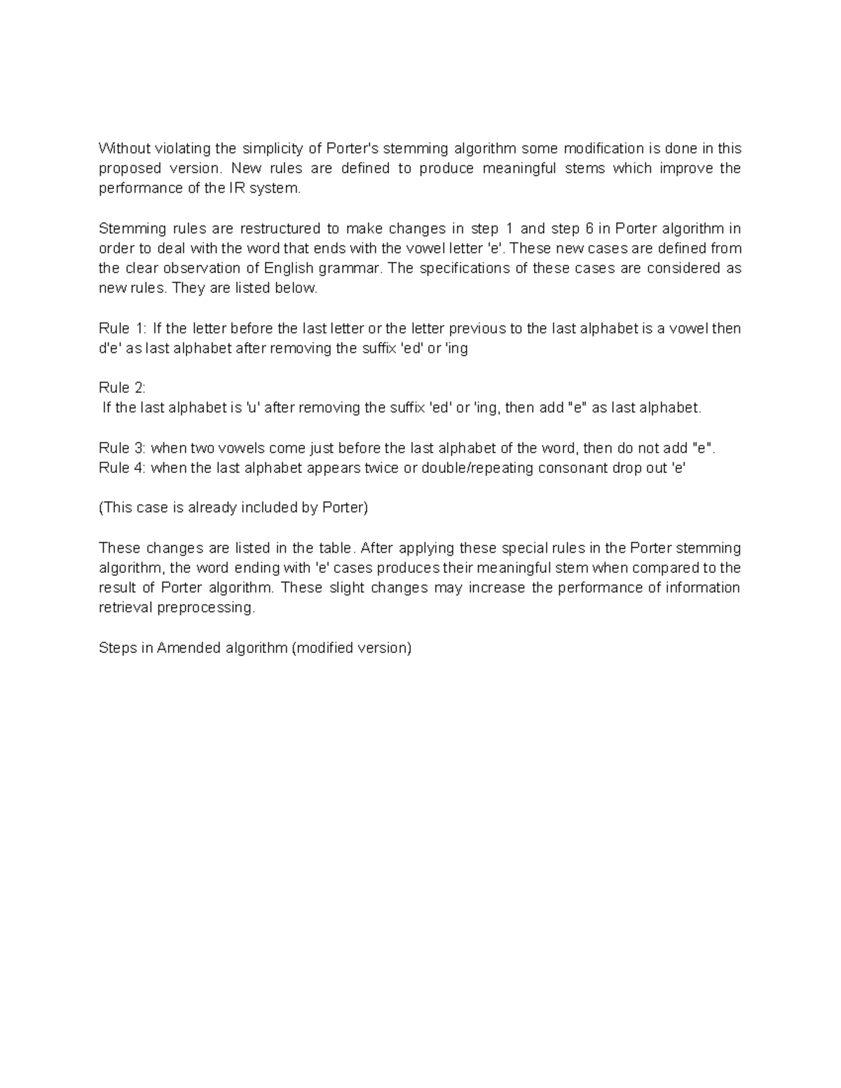 Modified Porter Stemming Algorithm: Enhancing IR Performance - Studocu