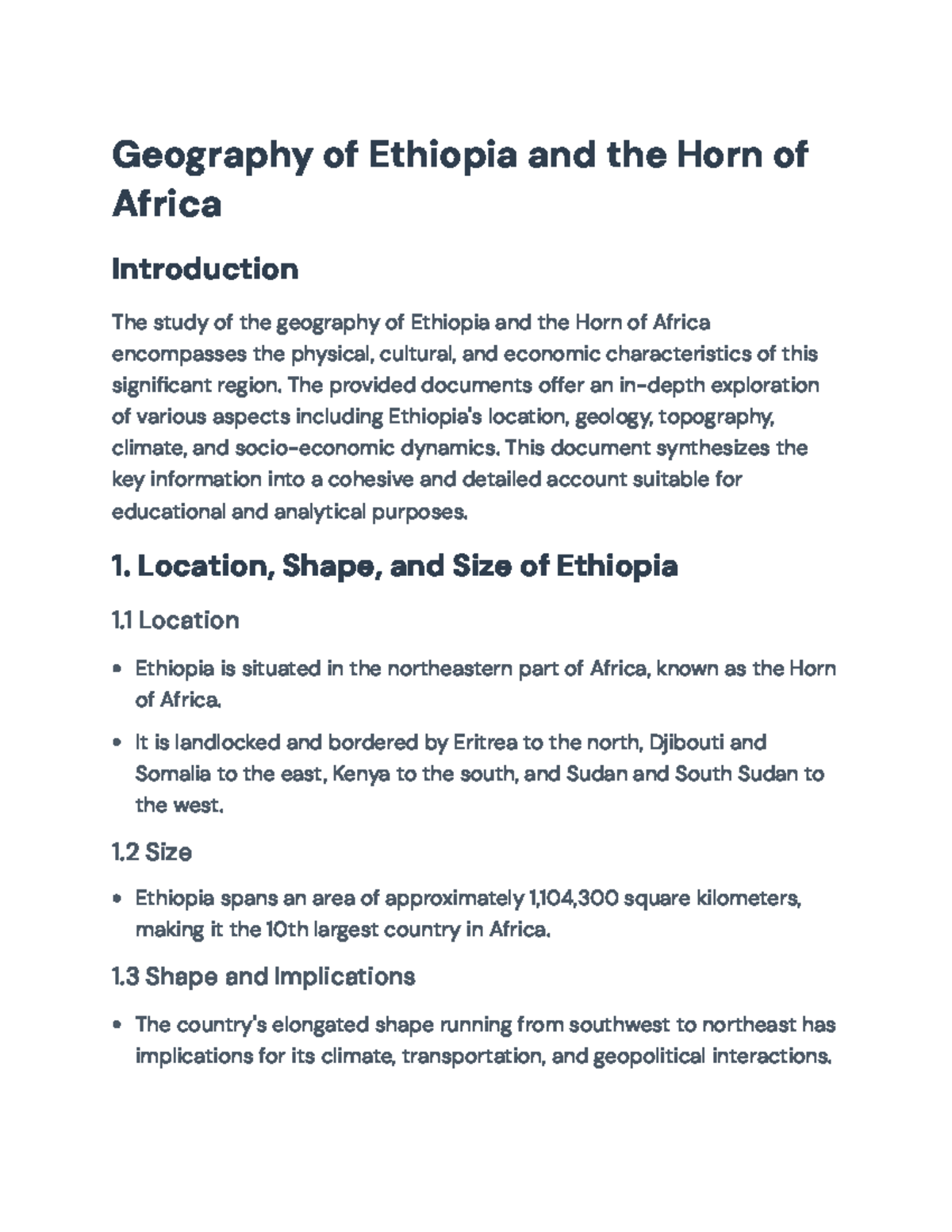 Geography of Ethiopia and the Horn of Africa: An Analytical Overview ...