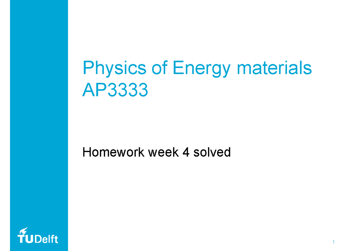 AP Physics Homework Week 4 Solutions and Analysis of Energy Materials ...