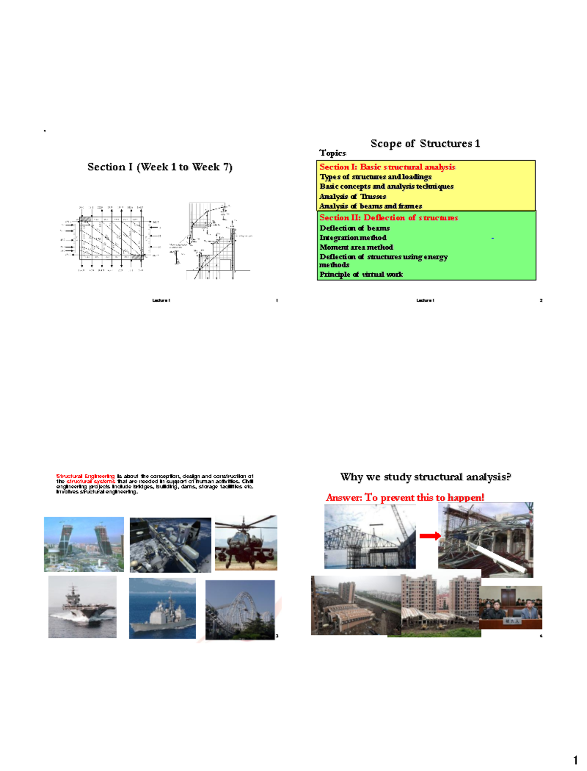 Lecture notes, lectures 1-4 - CV2102: Structures 1 Scope of Structures ...