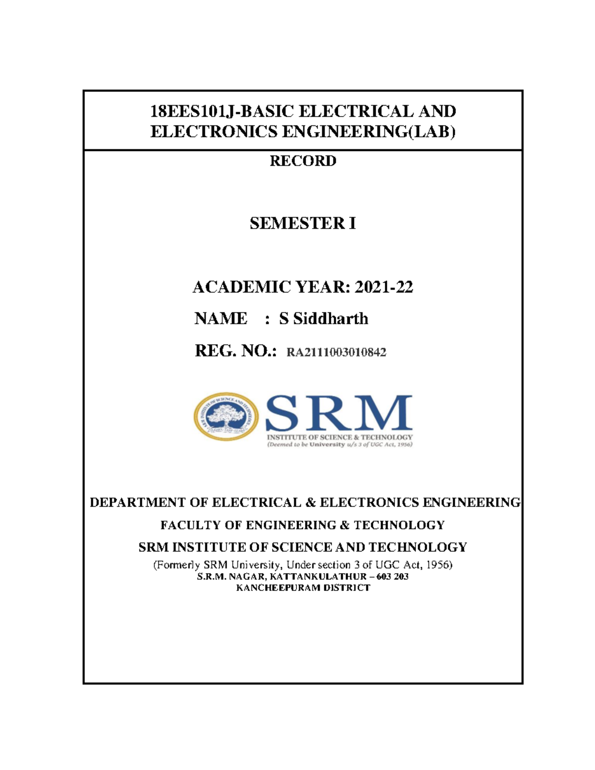 Transient analysis of Series RL, RC circuits - 18EES101J-BASIC ELECTRICAL AND ELECTRONICS - Studocu