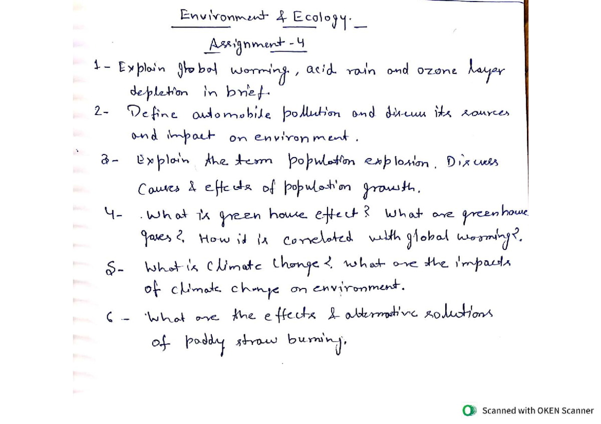 Assignment-4 (Environment & Ecology) - Environment Ecology. Assignment ...