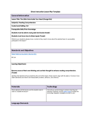 Visual Arts Lesson Plan - C105 Performance Assessment Rebecca Barker ...