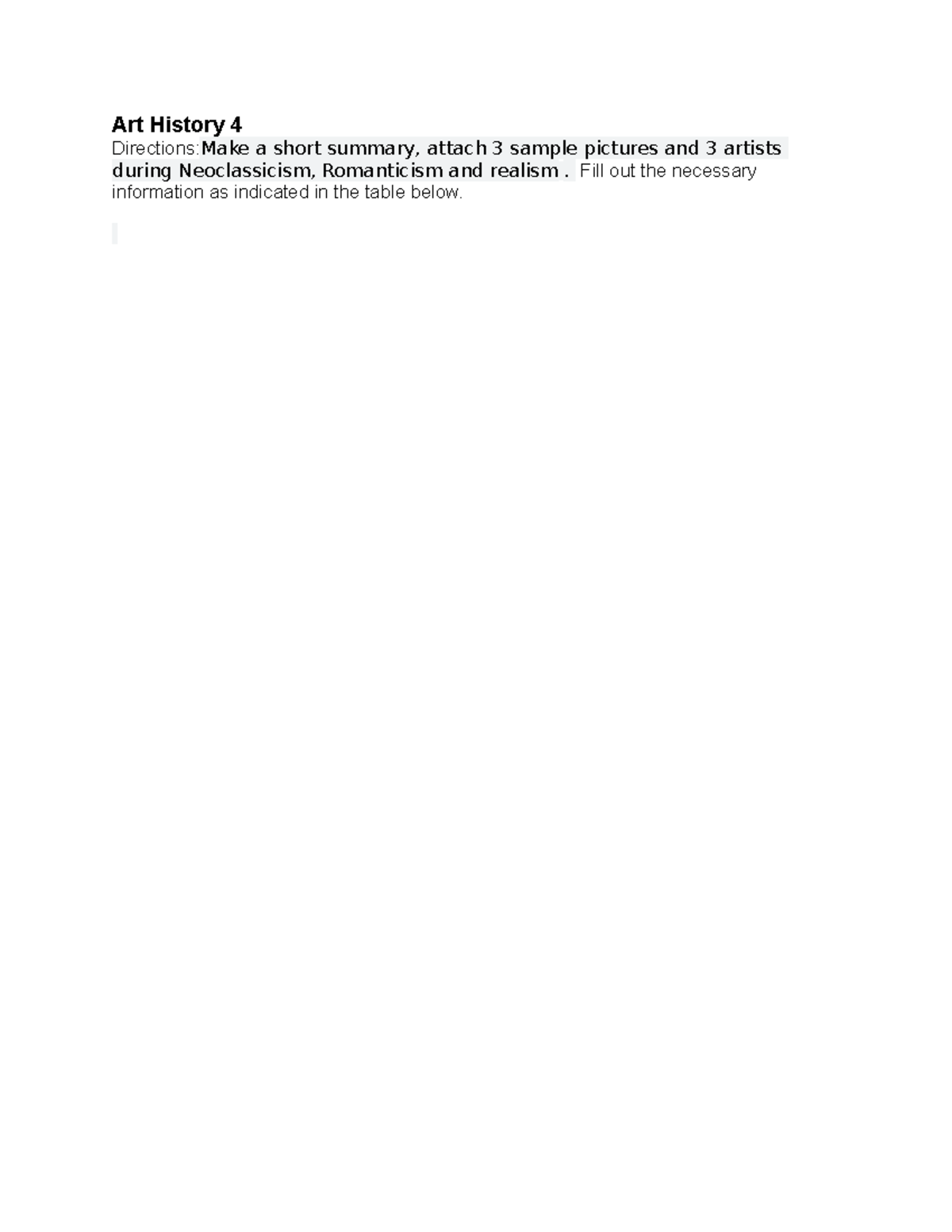 4 - Notes - Art History 4 Directions:Make a short summary, attach 3 ...