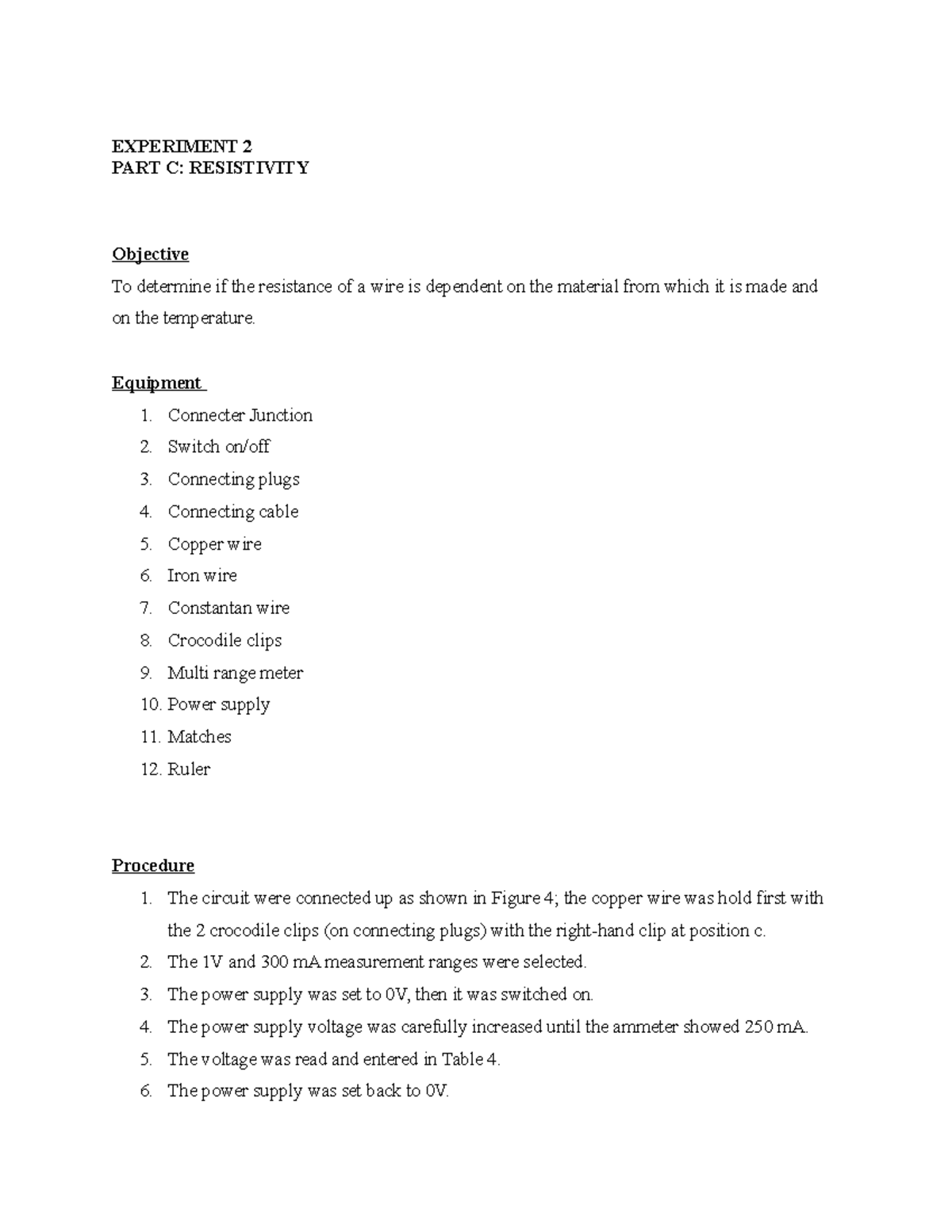 Experiment 2 - Physic Lab Report on Wire Resistivity Analysis - Studocu