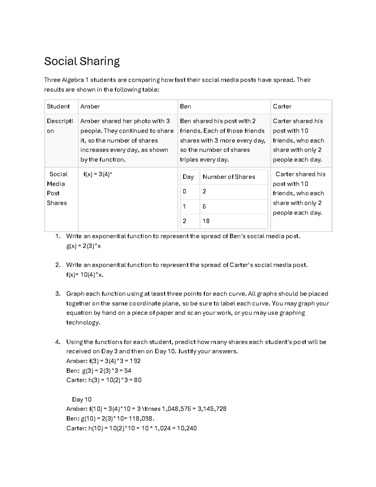 03.04 Graphing Exponential Functions in Social Media Sharing Analysis ...